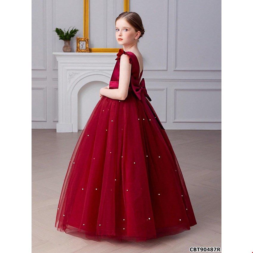 Váy công chúa nơ bèo nhún lớp lưới sang trọng cao cấp cho bé gái ...